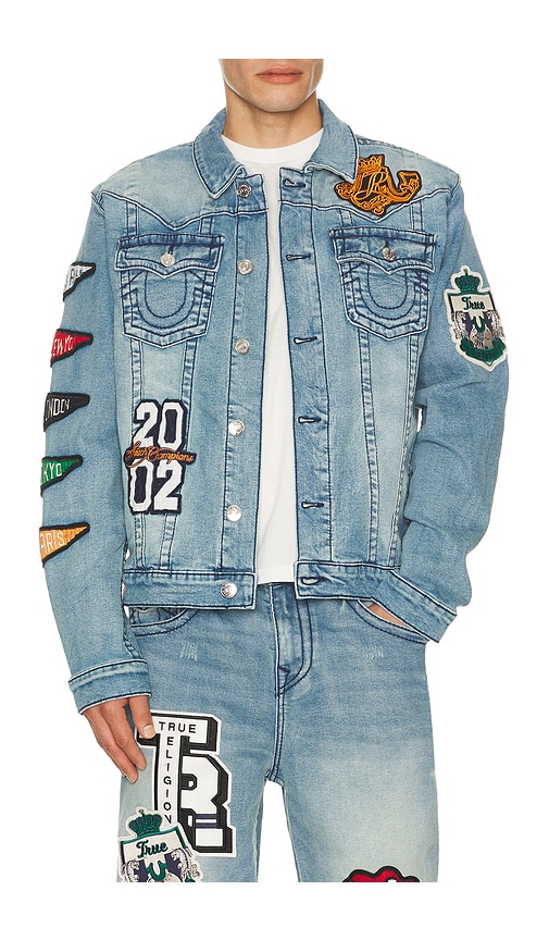 TRUE RELIGION BRAND JEANS Varsity Jimmy Denim Jacket